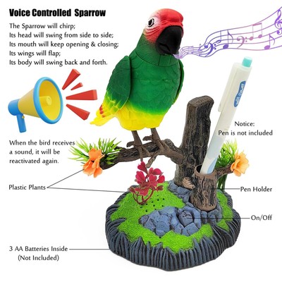 Talking Parrot | Electric Operated Control Voice Parrots Chirping Bird ...