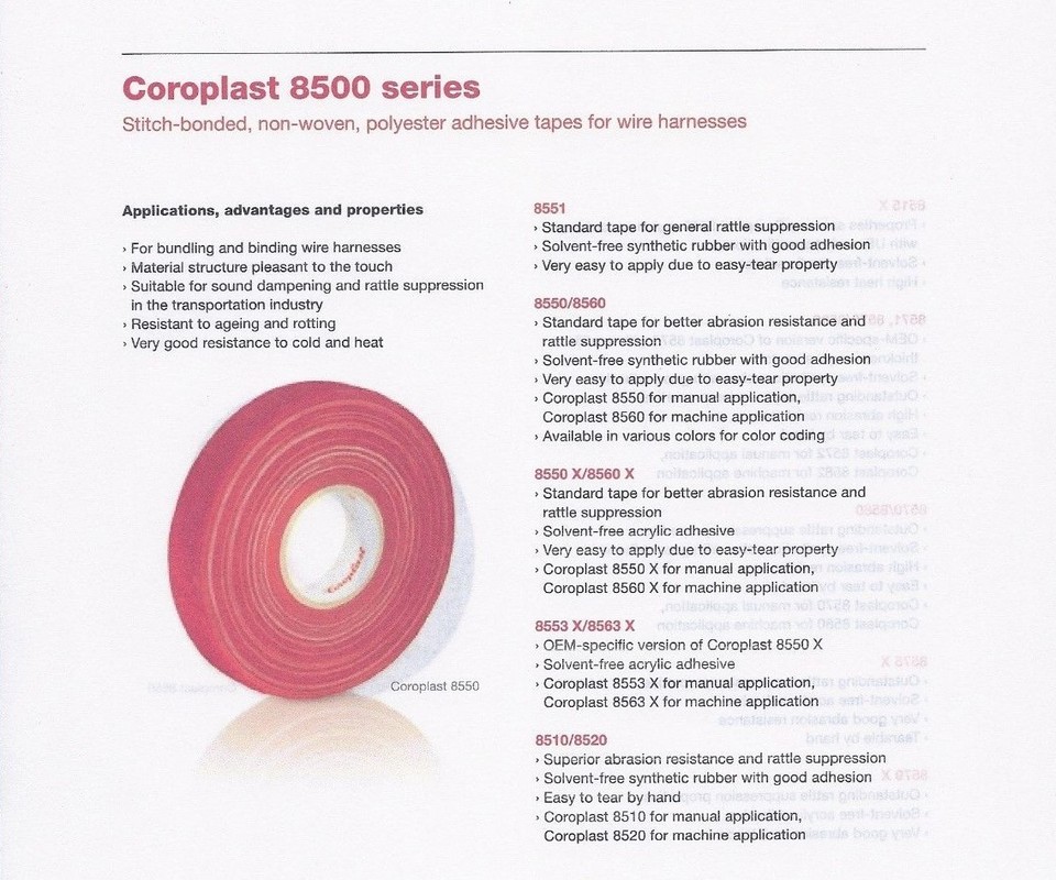 10 Roll COROPLAST 8575X Car Wire Harness Adhesive Electrical Tape ...