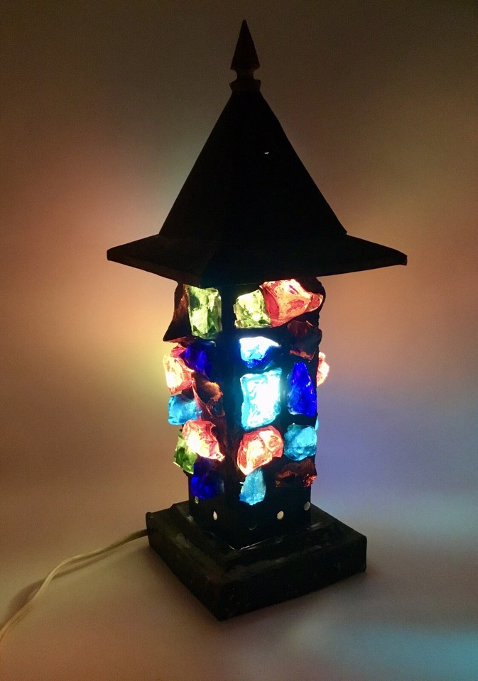 ️REDUCED ️Vintage ️MCM Peter Marsh Chunky Glass Brutalist Table Lamp*READ⬇️ | eBay