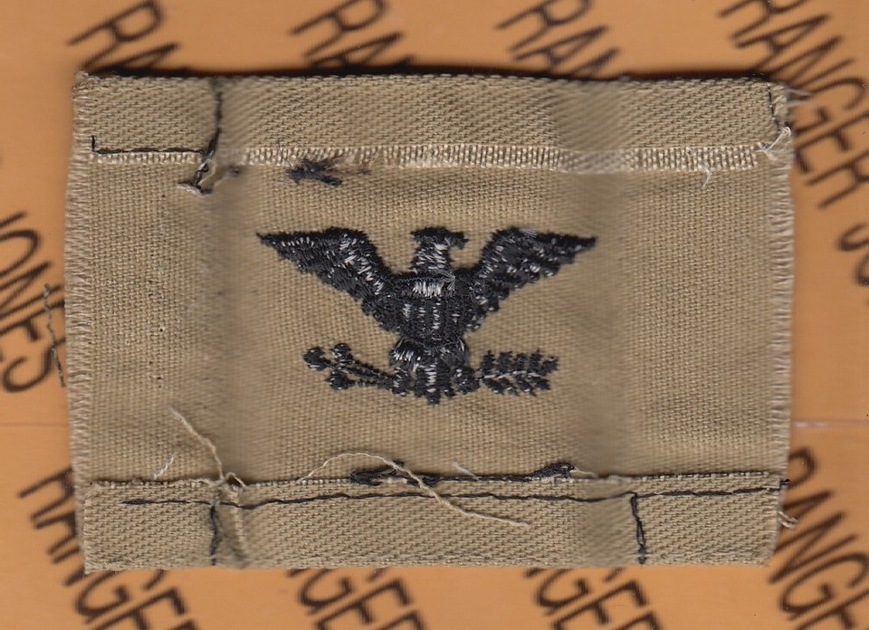 US ARMY Colonel COL O-6 OD Tan & Black DCU Desert single sew on rank ...