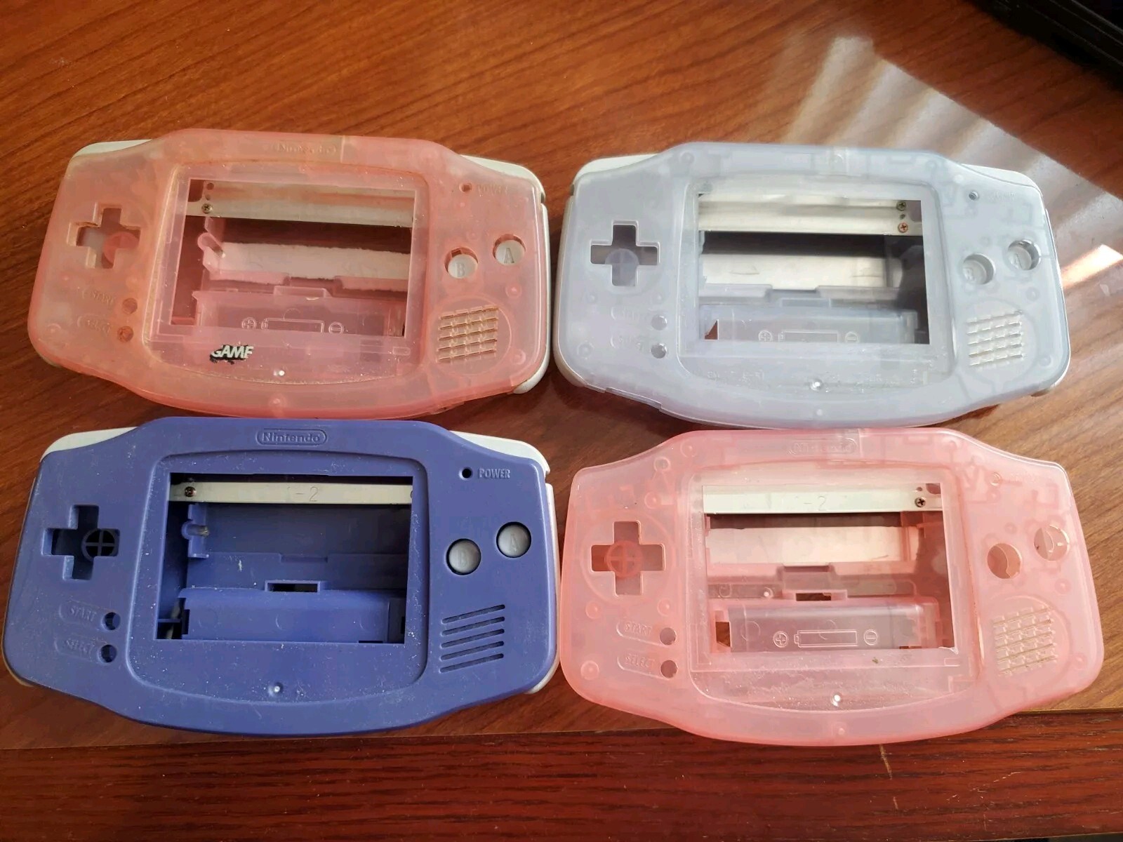 lot 4 pcs used original gba game boy advance shell, glacier ,indigo ...