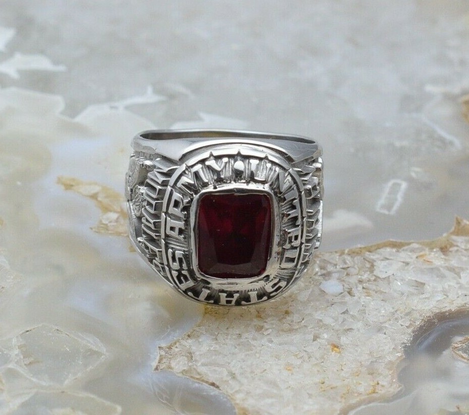 10K WG United States Army Ring - Calvary with Red Stone, Size 9 | eBay