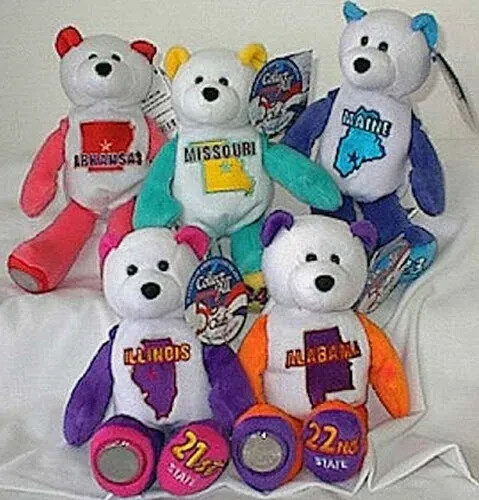 COIN BEARS Set of 50 Plush State Quarter Coin Bears LIMITED TREASURES ...