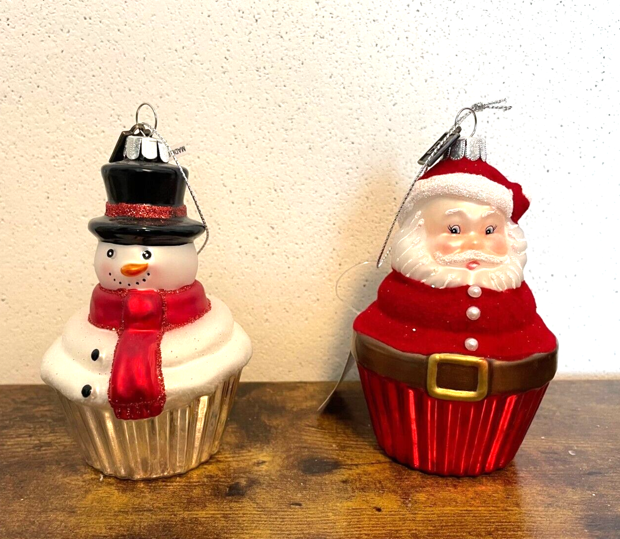 Raz Imports Snowman Cupcake Christmas ornament, glass, 4" Tall, E ...