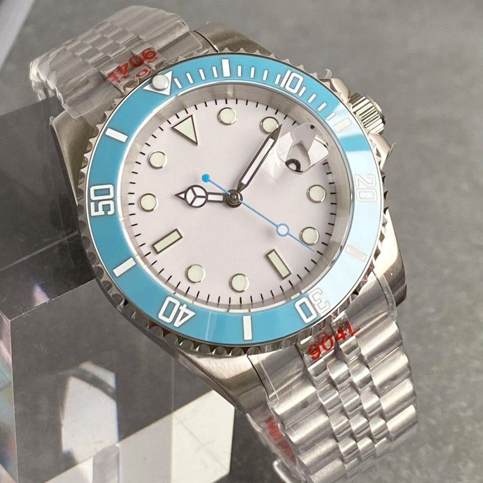 200M Diving NH35A White Sky Blue Ceramic Insert Automatic Men Watch 120 ...