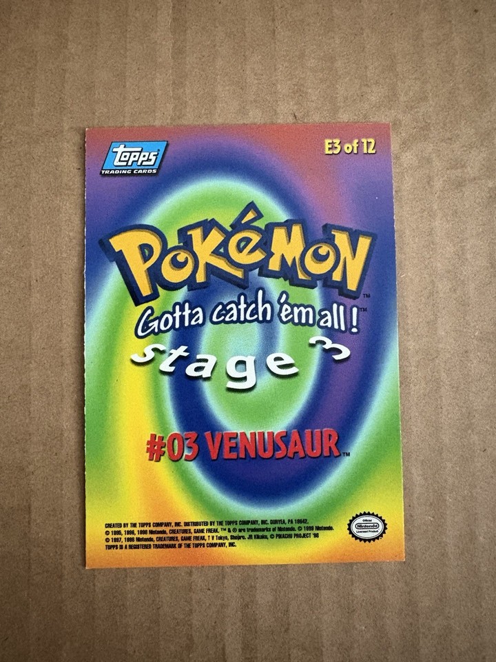 Pokemon Topps Card - Venusaur E3 of 12 Non Holo Blue Label | eBay