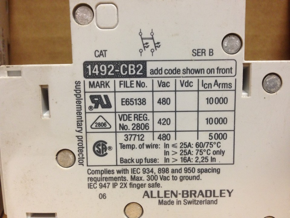 Allen-Bradley Circuit Breaker G 100 CB104 (480VAC, 10A) | eBay