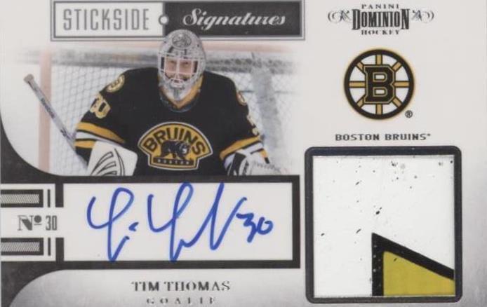 2010-11 Panini Dominion - Stickside Signatures Tim Thomas #12 /50 (AU ...