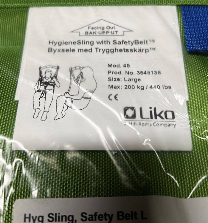 Liko Model 45 Hygiene Sling with Safety Belt Size Large 174-264 Lbs | eBay