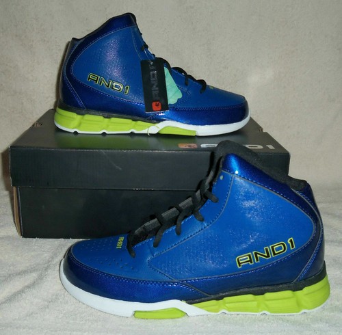 AND1 Basketball Boots / Trainers - Blitz Blue / Lime - New in Box | eBay