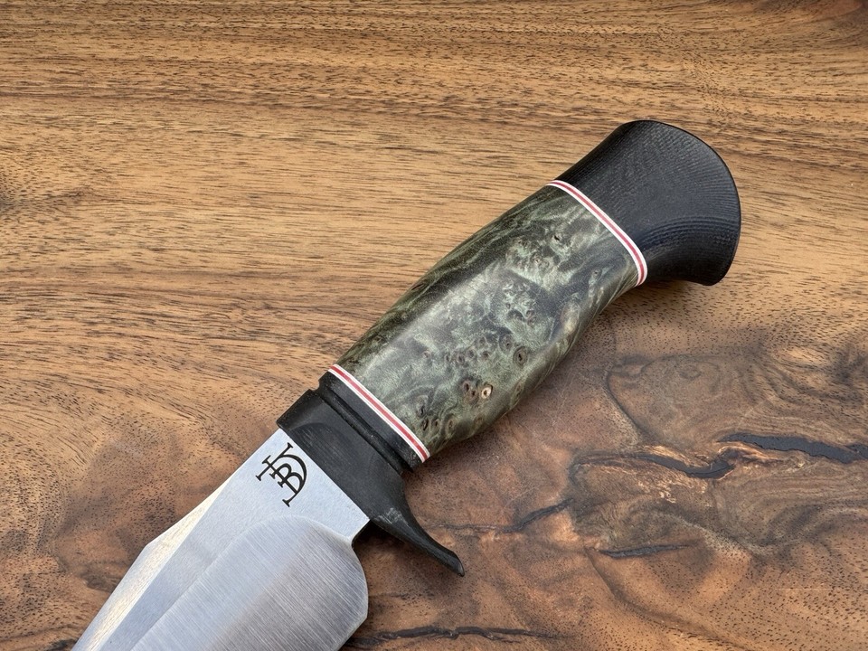 Dark Timber Knives Comanche Nitro-V Green Maple Burl Hidden Tang Bowie ...