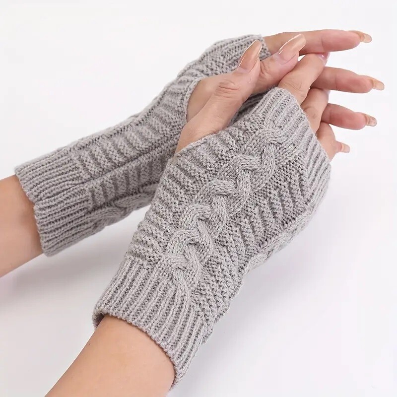 Knitted Fingerless Gloves ERIBÉ Merino Wool Fingerless Gloves For