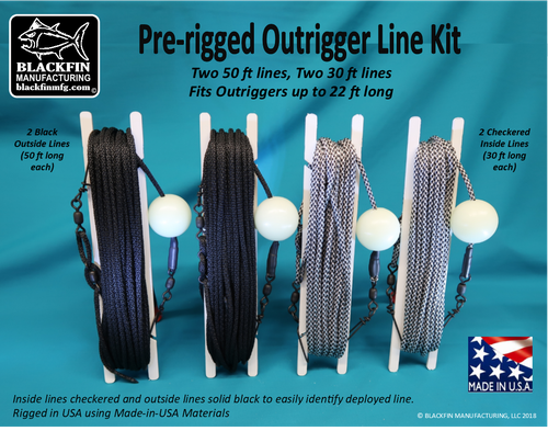 Outrigger Line Kit Pre-rigged (4 Line Set, Two-50 ft lines, Two-30 ft ...