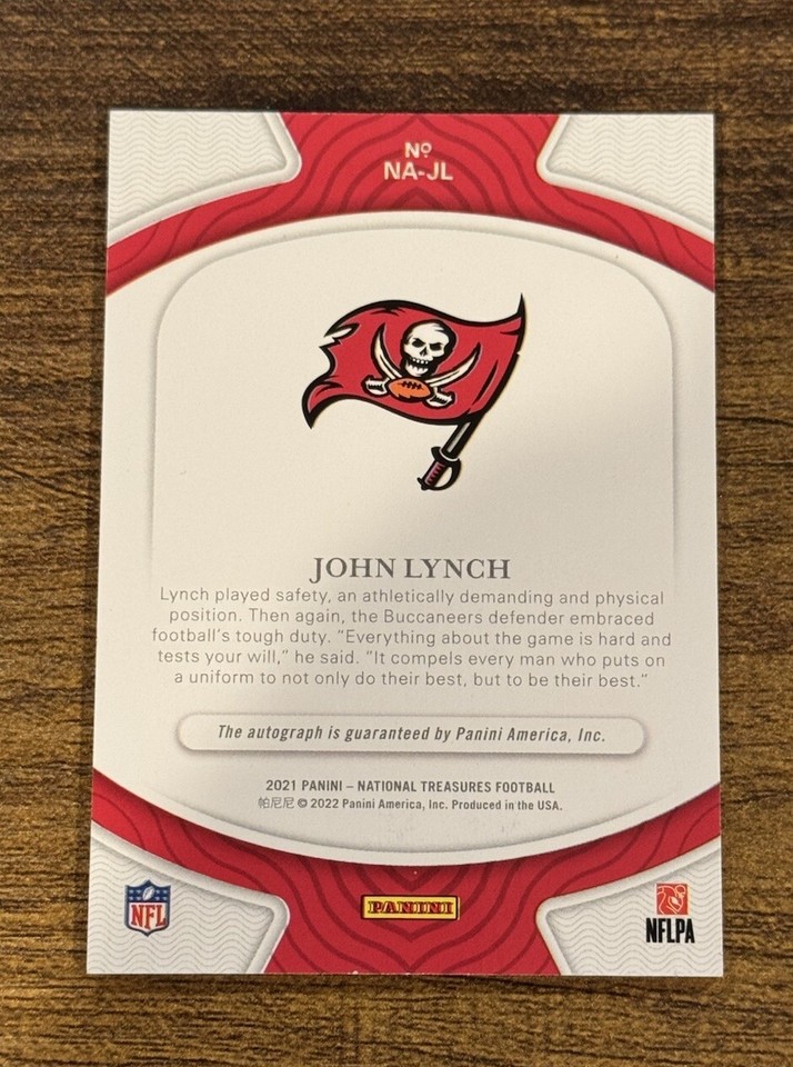 2021 Panini National Treasures John Lynch #NA-JL Archives Signatures ...