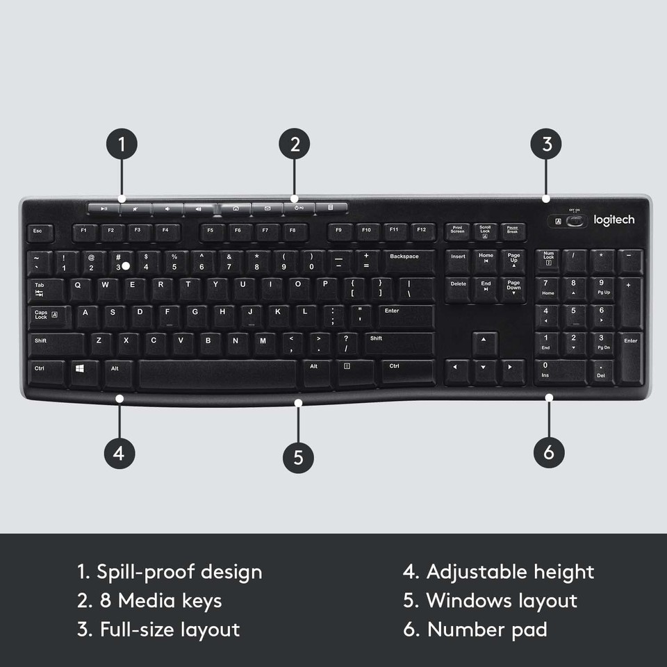 (NO USB RECEIVER) Logitech K270 Wireless Keyboard Windows/MAC Full ...