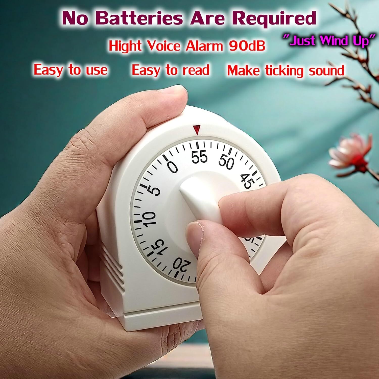 60 Minute Wind Up Timer, Visual Mechanical Timer with Loud Alarm ...