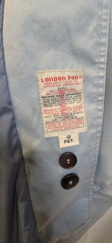 Vintage London Fog Maincoat Trench Coat Light Blue Size 12P Button-up ...