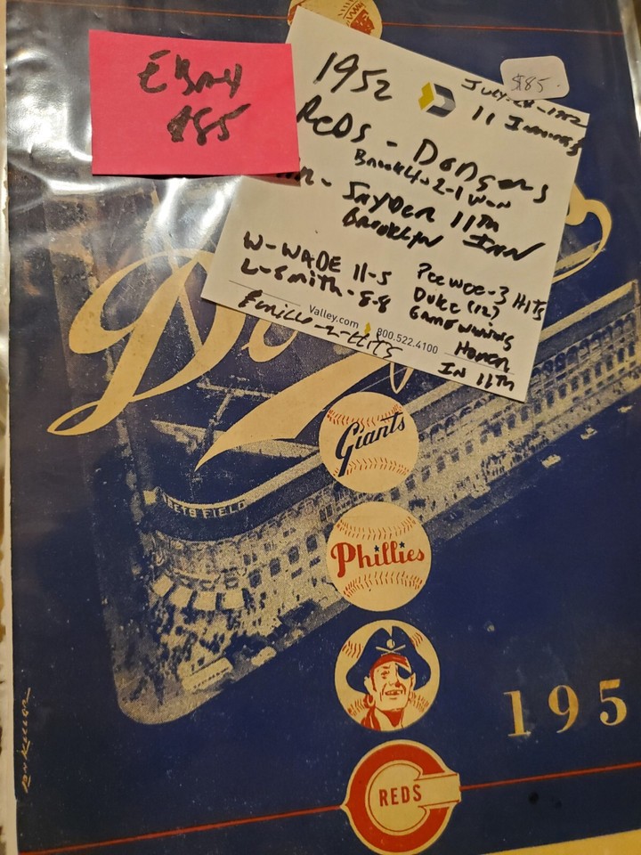 1952 Brooklyn Dodgers Program Jackie Robinson Duke Snider Walkoff Homer ...