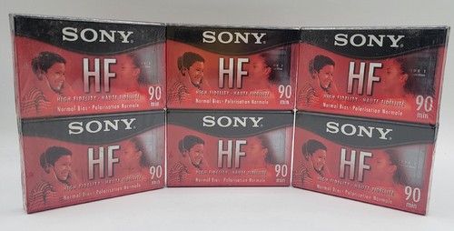 Lot of 6 Sony High Fidelity HF 90 Minute Blank Audio Cassette Tapes New ...