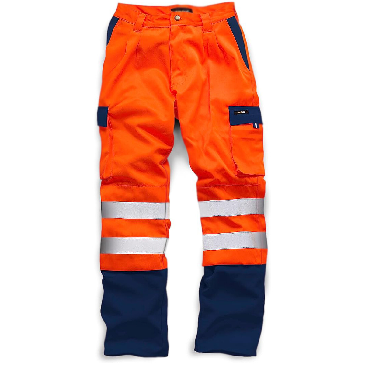 Mens Hi Vis Viz Plain & 2 Tone Polycotton Safety Work Trousers EN471 ...