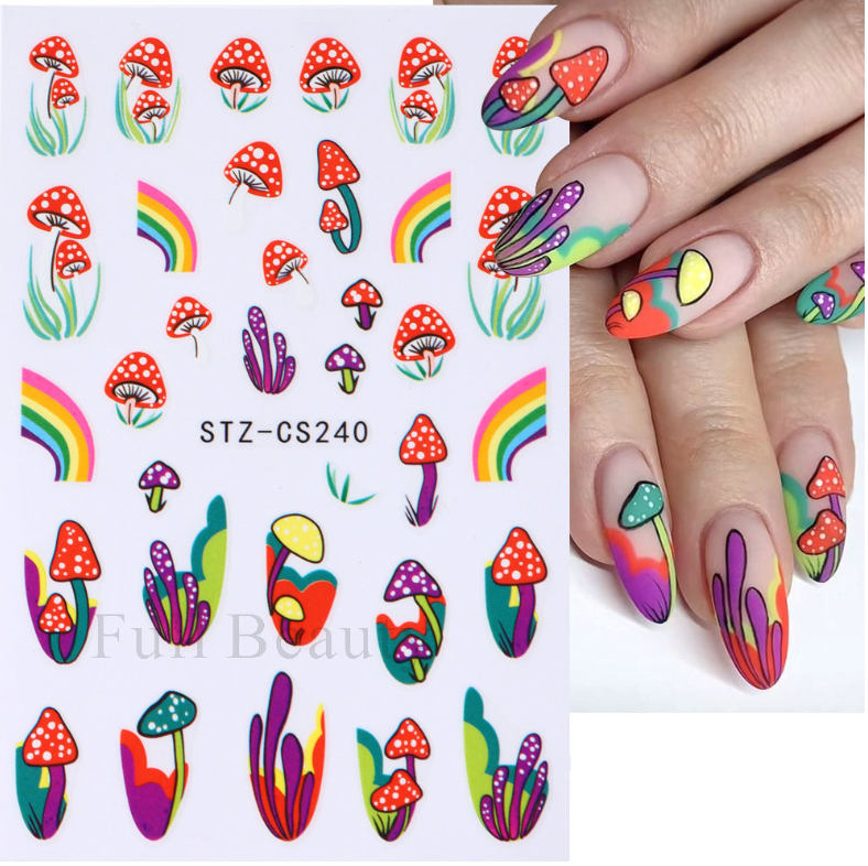 Halloween Horror Eye Nail Art Stickers Mushroom Rainbow Star Moon Dance ...