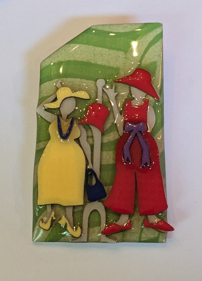 RARE Lucinda Yates, WOMAN PINS, Ladies in Hat and Coat Rack BROOCH Pin ...