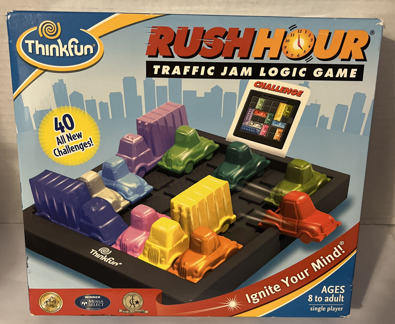 Thinkfun Rush Hour Traffic Jam Logic Game 40 Challenge & Solution Cards ...