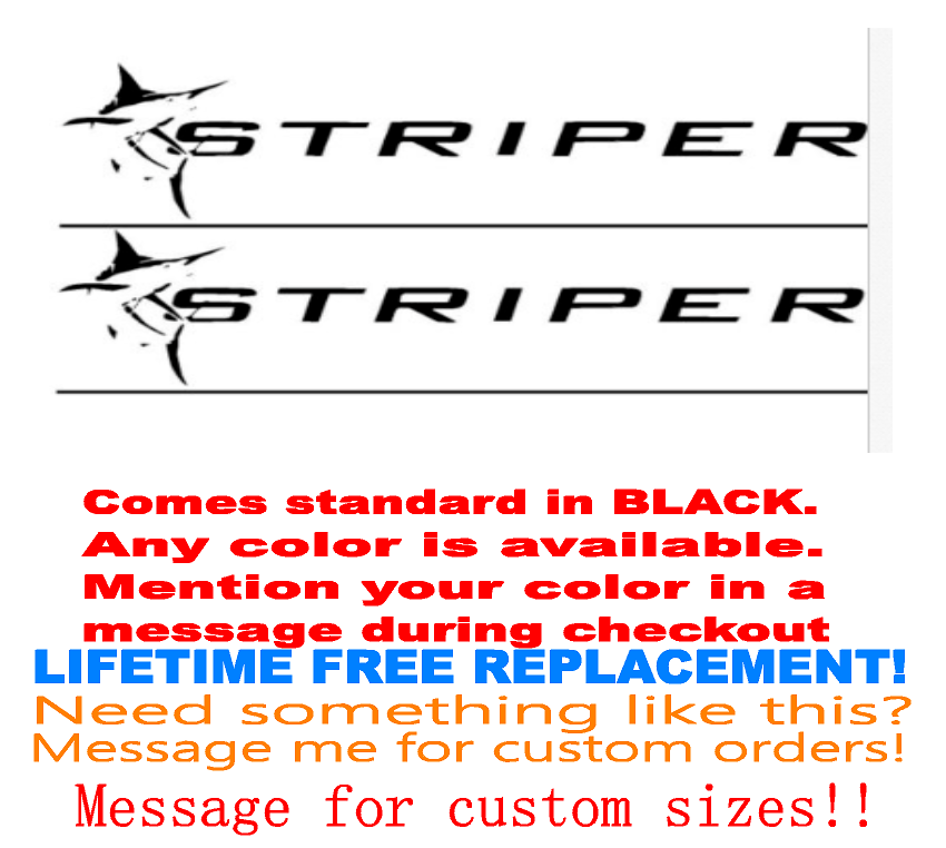 PAIR OF 40" STRIPER BOAT HULL DECALS. MARINE GRADE. YOUR COLOR CHOICE ...