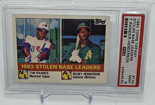 1984 Topps - League Leaders Rickey Henderson, Tim Raines #134 Tiffany ...