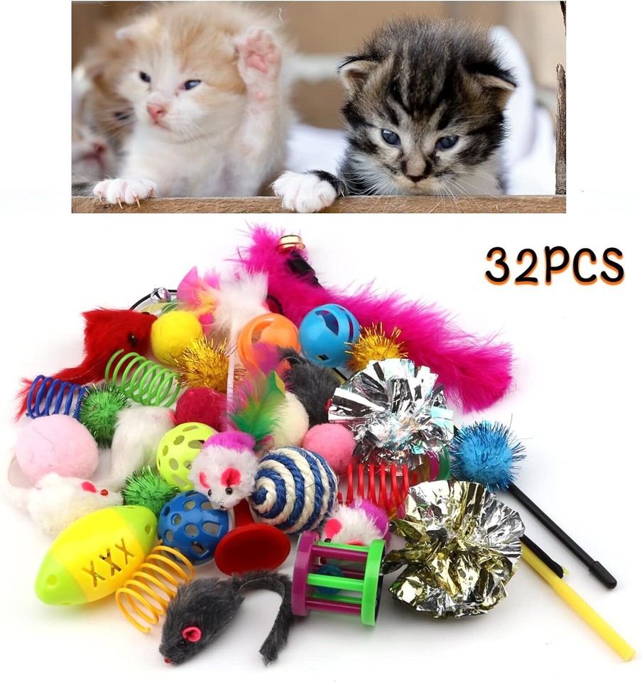 Cat Toys Kitten Toys Assortments 32 Packs Cat Toys Variety Pack for ...