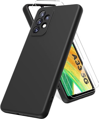 Pour SAMSUNG Galaxy A33 5g Coque arrière Gel Silicone NOIR + 2 Verre ...