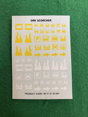 Warhammer 40k Orks Ork Scorcher Transfers Sheet Decal Games Workshop ...