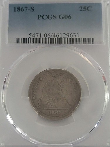 1867 S seated liberty quarter 25c. PCGS G06 | eBay