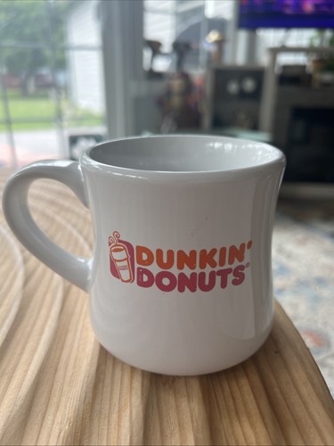 Dunkin Donuts Diner Mug Heavy White Orange Pink Logo Coffee Cup Vintage ...
