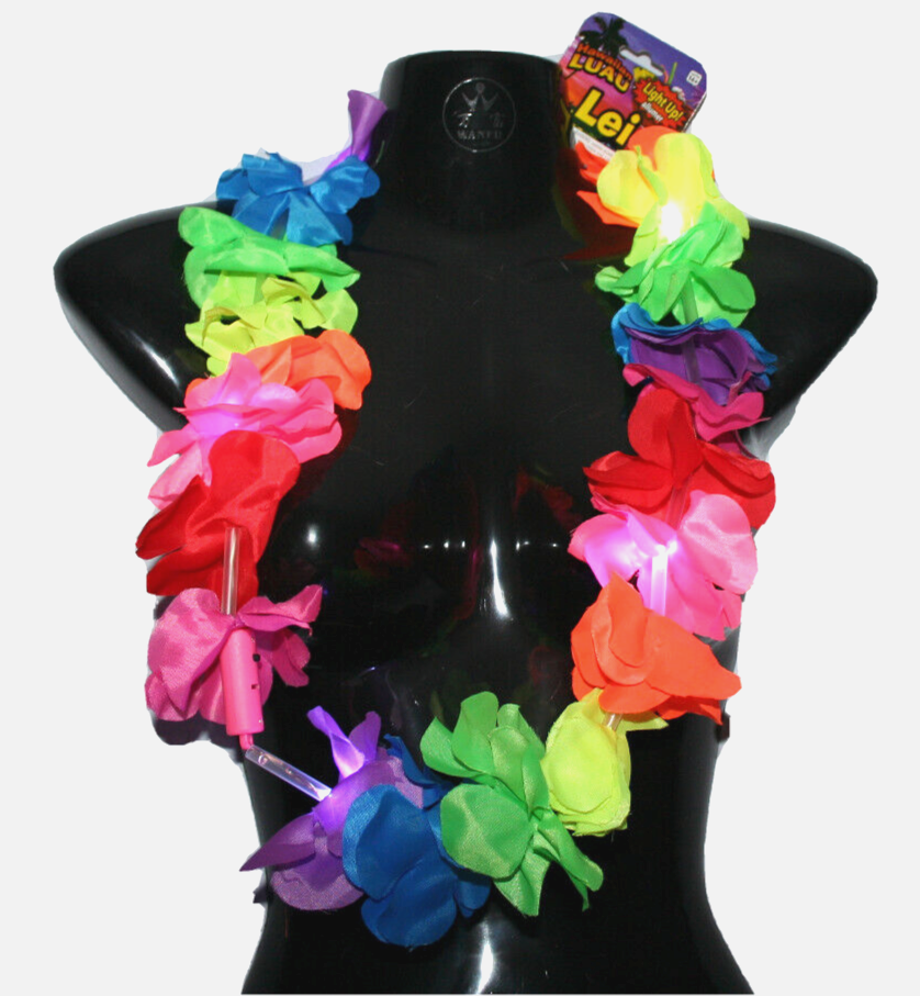 One Multi Color Light Up Leis Hawaiian Luau theme summer party night ...