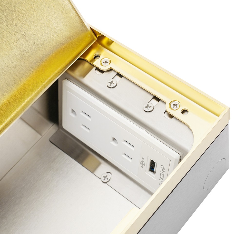 125V/15A Floor Recessed Electrical Outlet Hidden Socket Box CAT6 ...