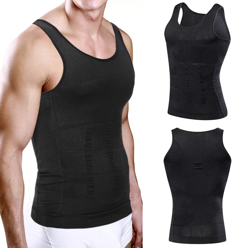 Men Compression Shirts Sleeveless Body Shaper Base Layer Slimming Tank ...