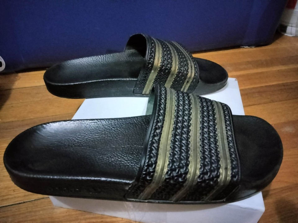 rarAdidas Slides Stripes gold Adilette Comfort Sandal Mens JUM 714001 ...