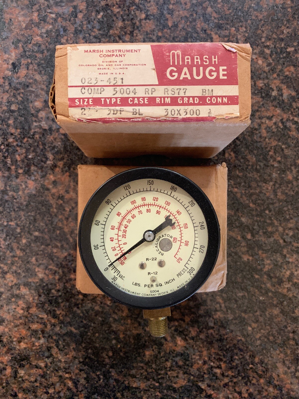 MARSH Instrument Company Gauge NEW 30 x 300 Vac/Press. 2 1/2" NOS | eBay
