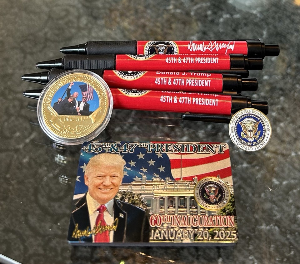 TRUMP 1 PEN GOLD SIGNED EAGLE SEAL BLUE PRESIDENT DONALD MAGA GOP ...