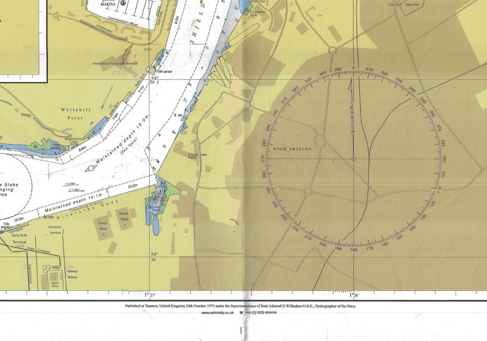 1934 River Tyne England East Coast Marine Map Nautical Chart Paper Wal ...