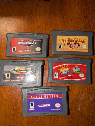 Lot of 5 Gameboy Advance Games Namco Museum/Spongebob/ Palmer/Hawk/ 3 ...
