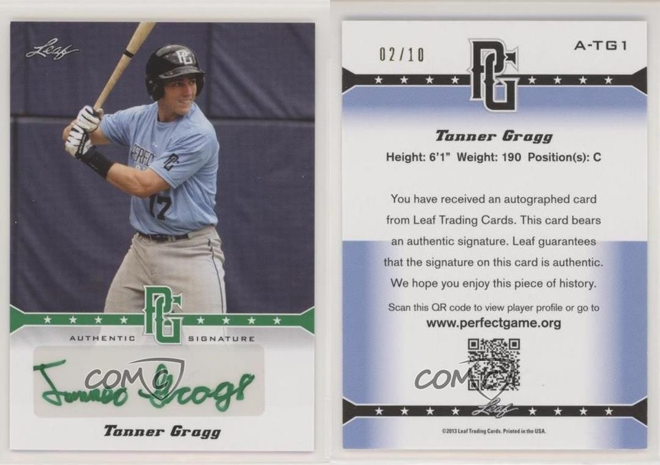 2013 Leaf Perfect Game Showcase Auto Green 2/10 Tanner Gragg #A-TG1 ...