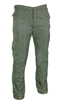 US MA1 Olive Green Winter BDU Trousers - Lined Padded Cold Thermal Wet ...