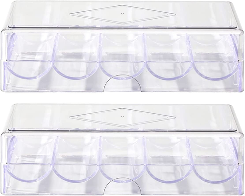 Clear Acrylic Poker Chip Rack with Cover Chip Tray Lid Holds 100 Chips ...