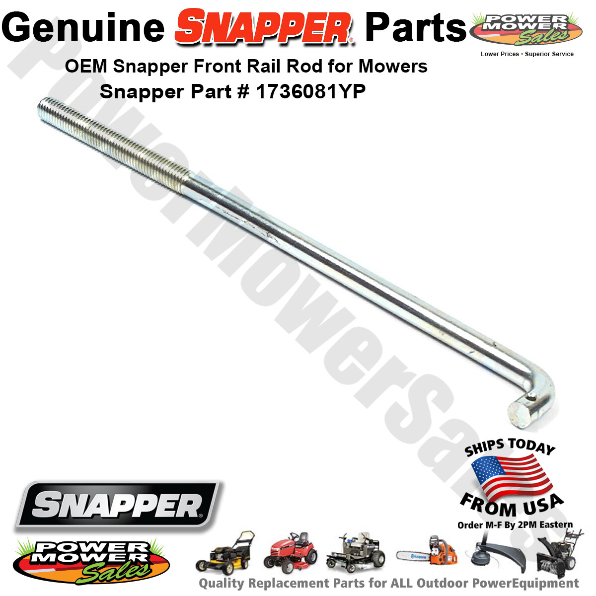 Briggs & Stratton Snapper Mower Front Rail Rod EMT20460H / 1736081YP ...