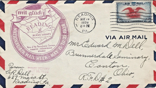 US Airmail Cover National Air Mail Week, Mit Geick, Reading Berks ...