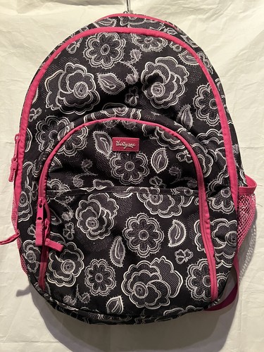 Thirty-One Botanical Lace Backpack Black Pink Floral 3 Sections Large ...