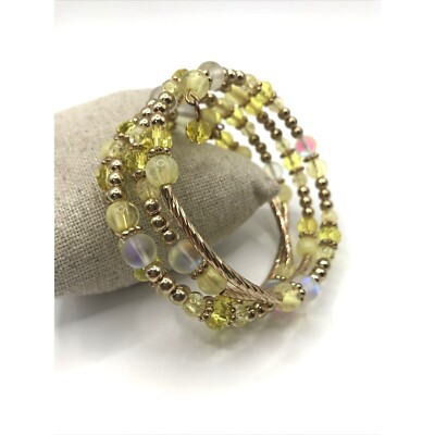 Beaded Wrap Bracelet Memory Wire Multicolored Glass Beads Contemporary ...