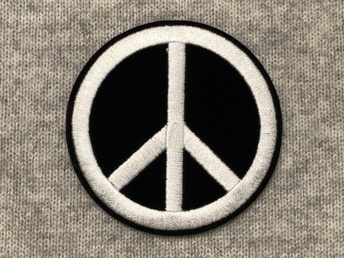 Peace Symbol Embroidery Iron on Patch Black and White World Peace 7 cm ...